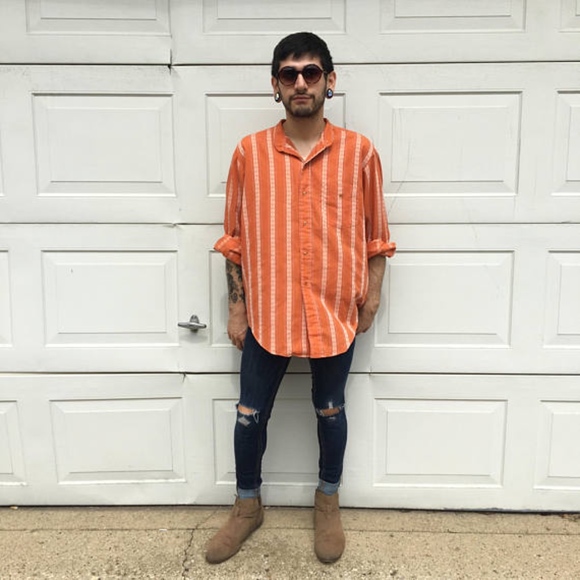 Shirts | Vintage 197s Mens Orange Button Up Shirt | Poshmark